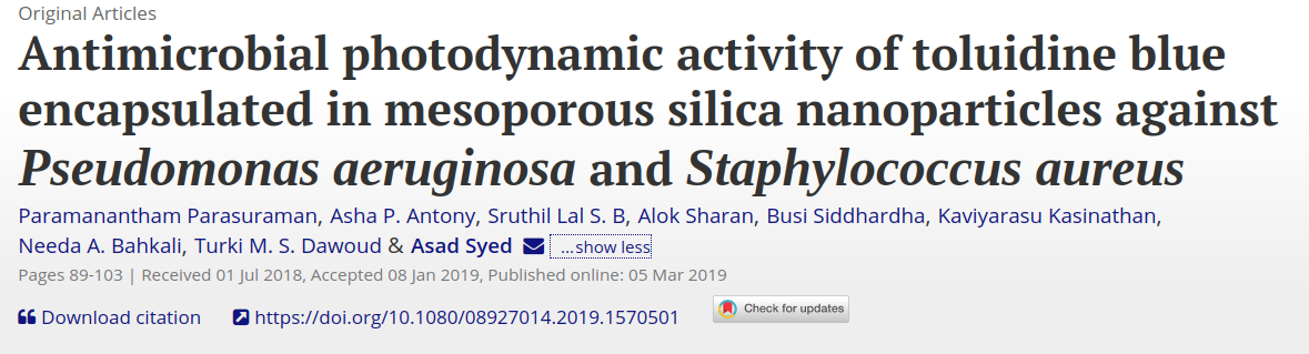 Antimicrobial photodynamic activity of toluidine blue encapsulated in mesoporous silica ...
